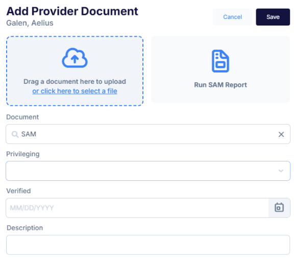 Running a SAM Report